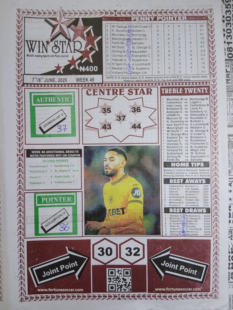 Week 49 RSK Papers 2025: Soccer, Bob Morton, Capital Intl, WinStar, BigWin