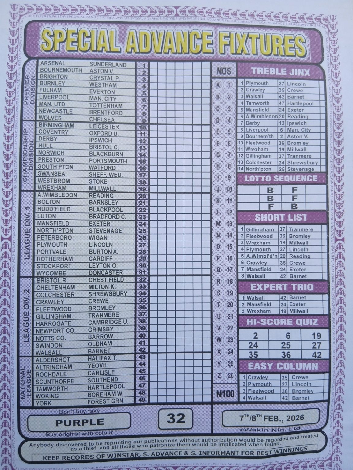 Week 32 Pools RSK Papers 2026: Soccer, Bob Morton, Capital Intl ...