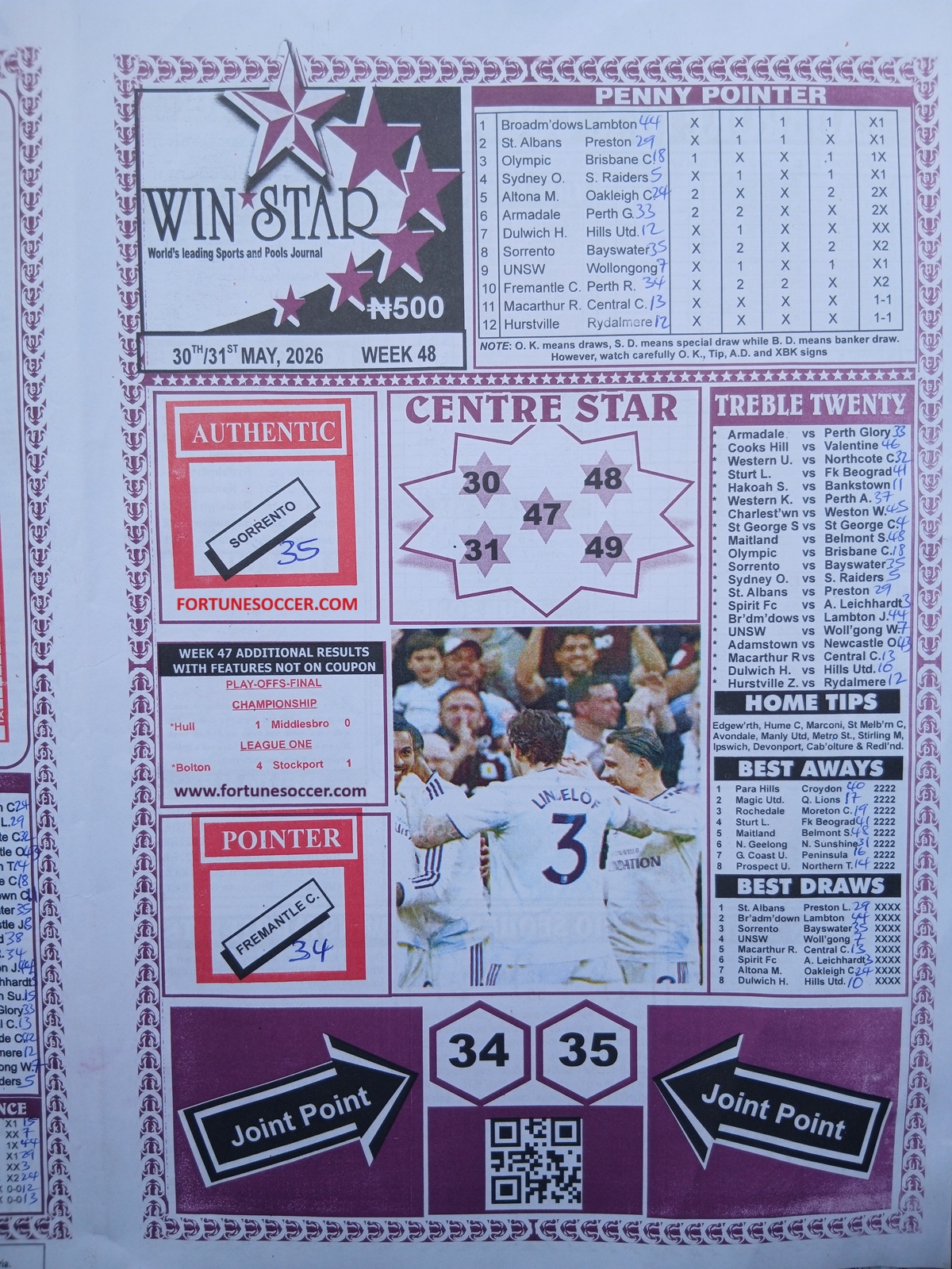 Week 48 RSK Papers 2026: Soccer, Bob Morton, Capital Intl, WinStar, BigWin